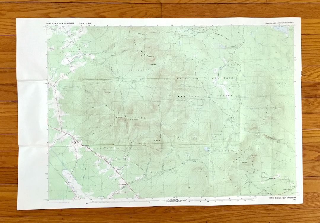 Antique Pliny Range, New Hampshire 1982 US Geological Survey ...
