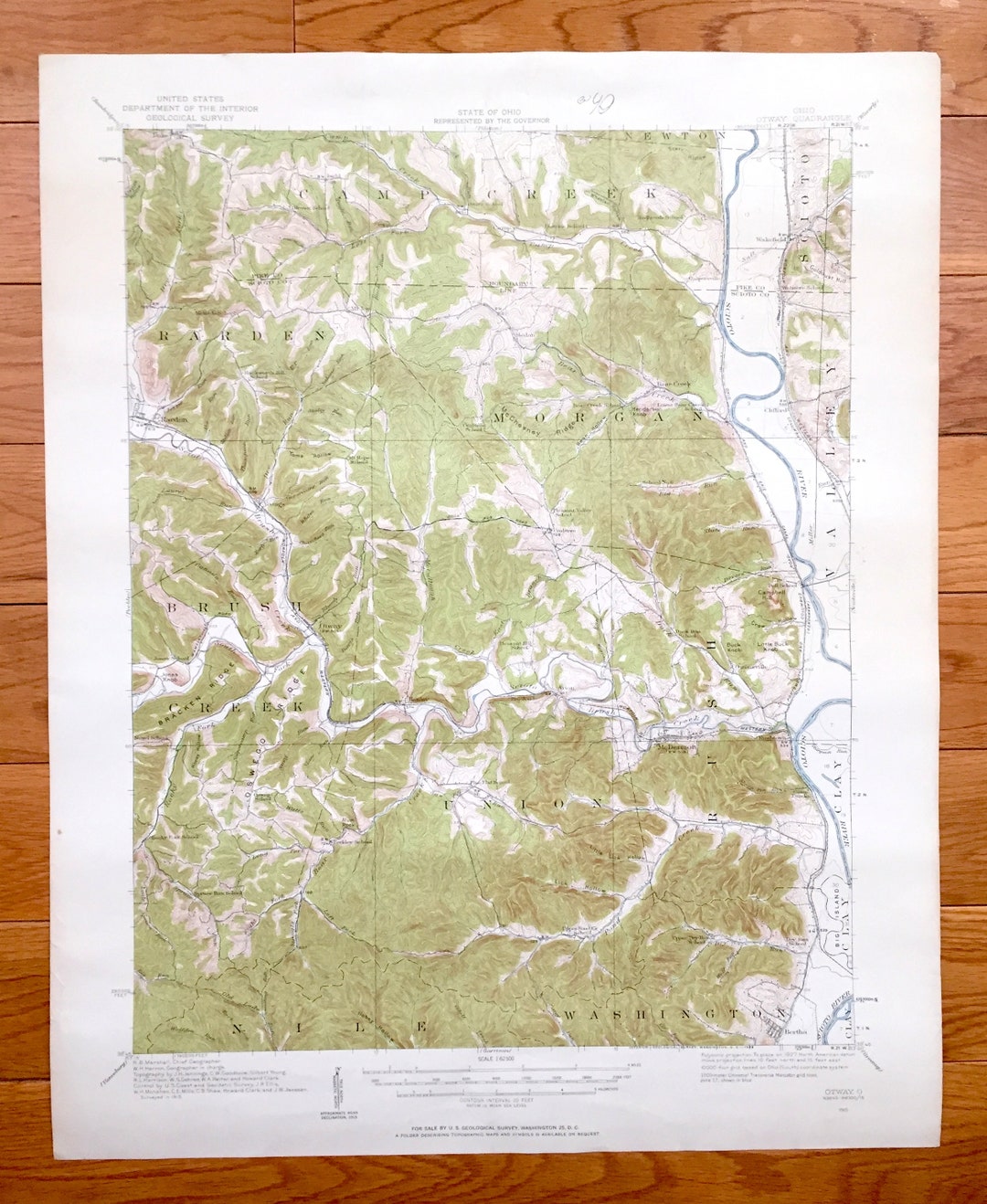 Antique Otway, Ohio 1915 US Geological Survey Topographic Map – Scioto ...
