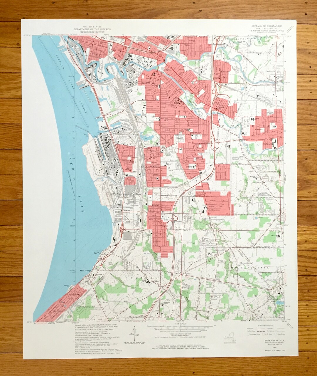 Antique Buffalo, New York 1965 US Geological Survey Topographic Map ...