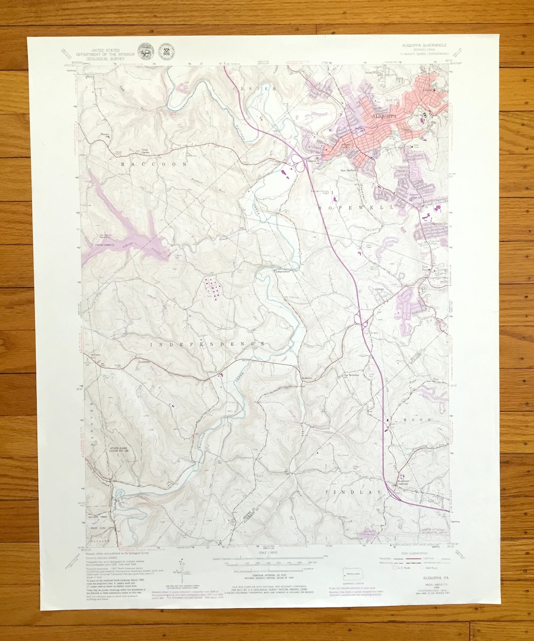 Antique Aliquippa, Pennsylvania 1954 US Geological Survey Topographic ...