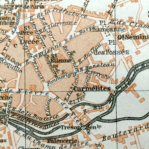 Antique 1909 Nevers, France Map From Baedekers Guide Atlas – Nievre ...