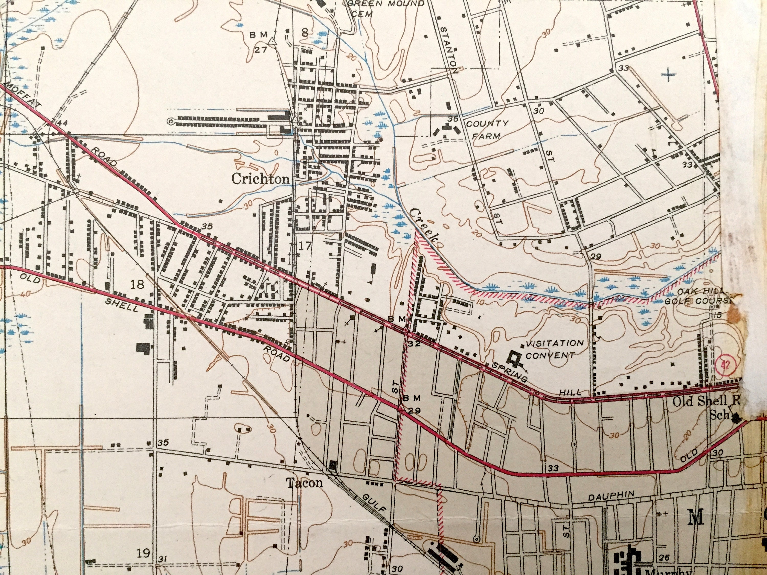 Antique Mobile, Alabama 1943 US Geological Survey Topographic Map ...