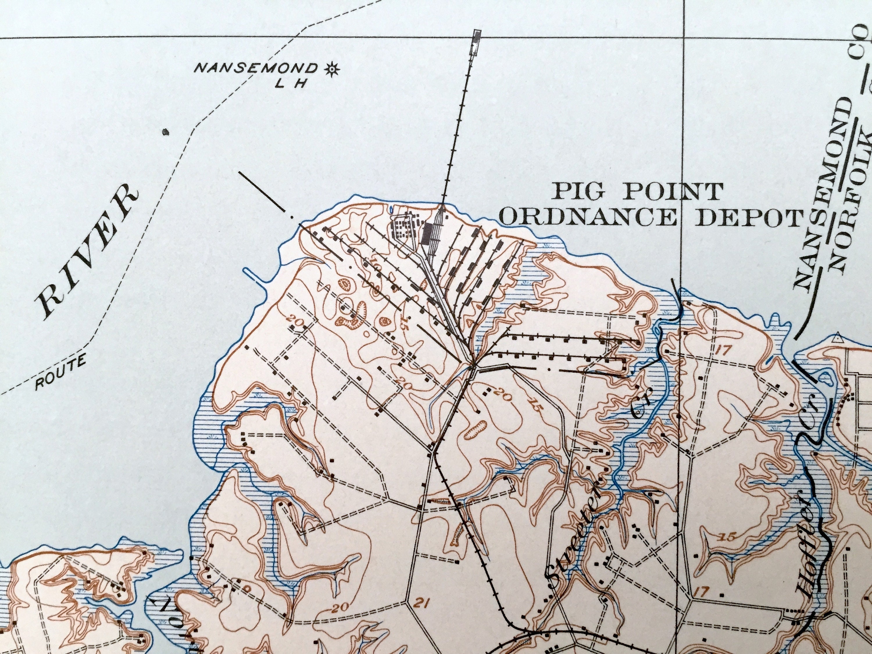 Antique Newport News, Virginia 1921 US Geological Survey Topographic ...