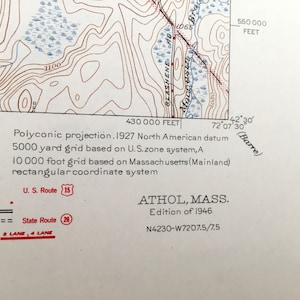 Antique Athol, Massachusetts 1946 US Geological Survey Topographic Map ...