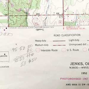 Antique Tulsa, Oklahoma 1952 US Geological Survey Topographic Map ...