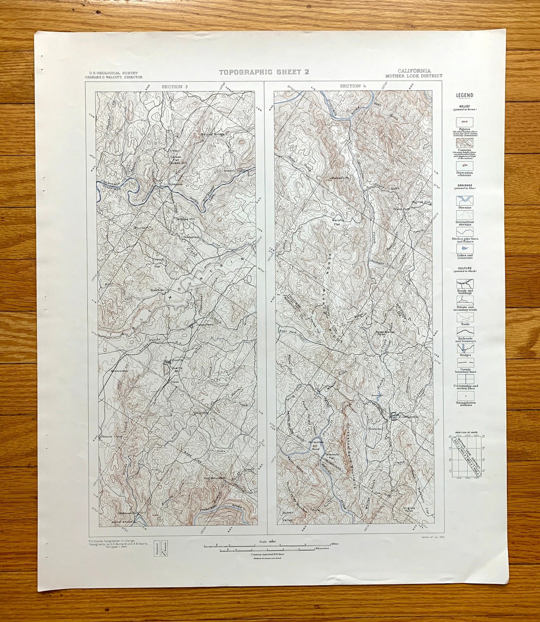 Antique Mother Lode District, California 1900 US Geological Survey ...