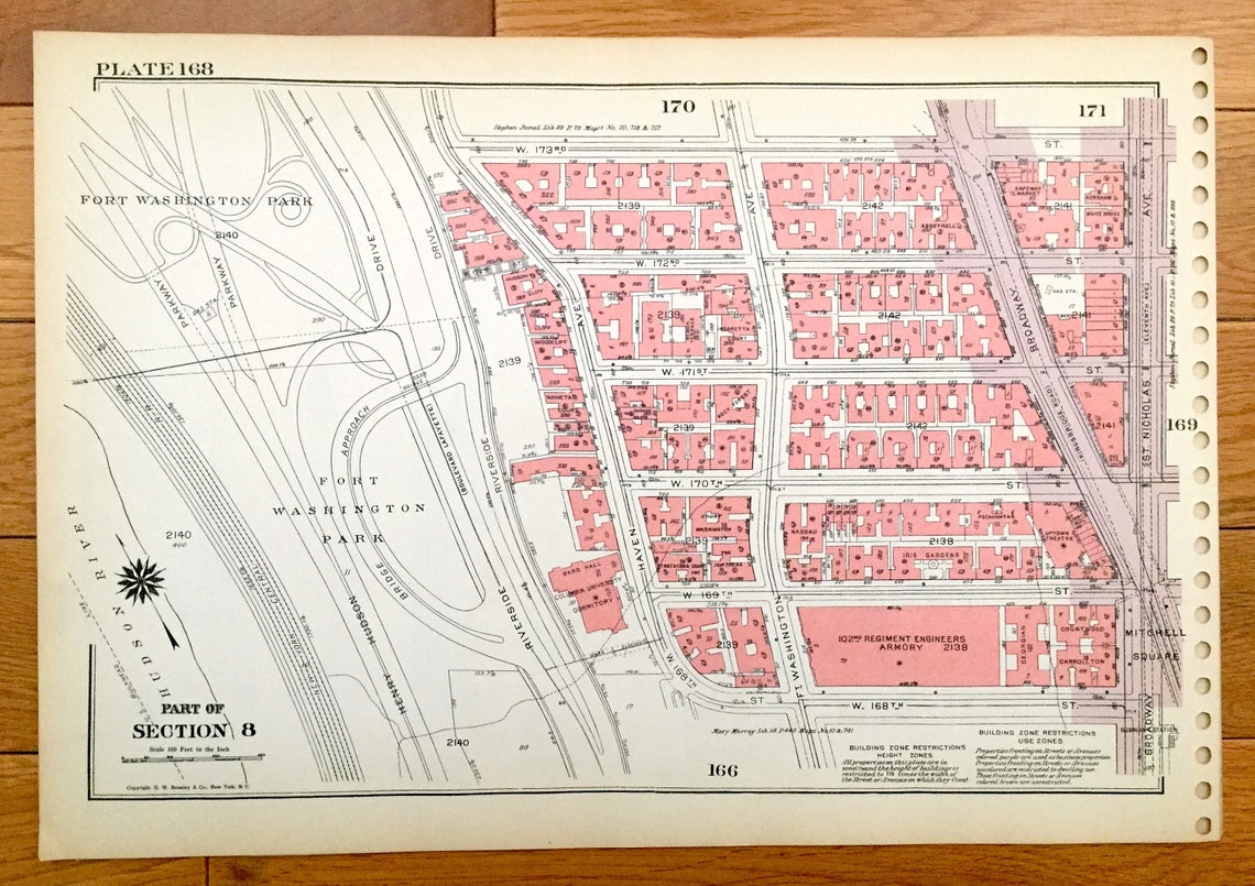 Antique Manhattan New York City Map From Bromley's 1955 | Etsy