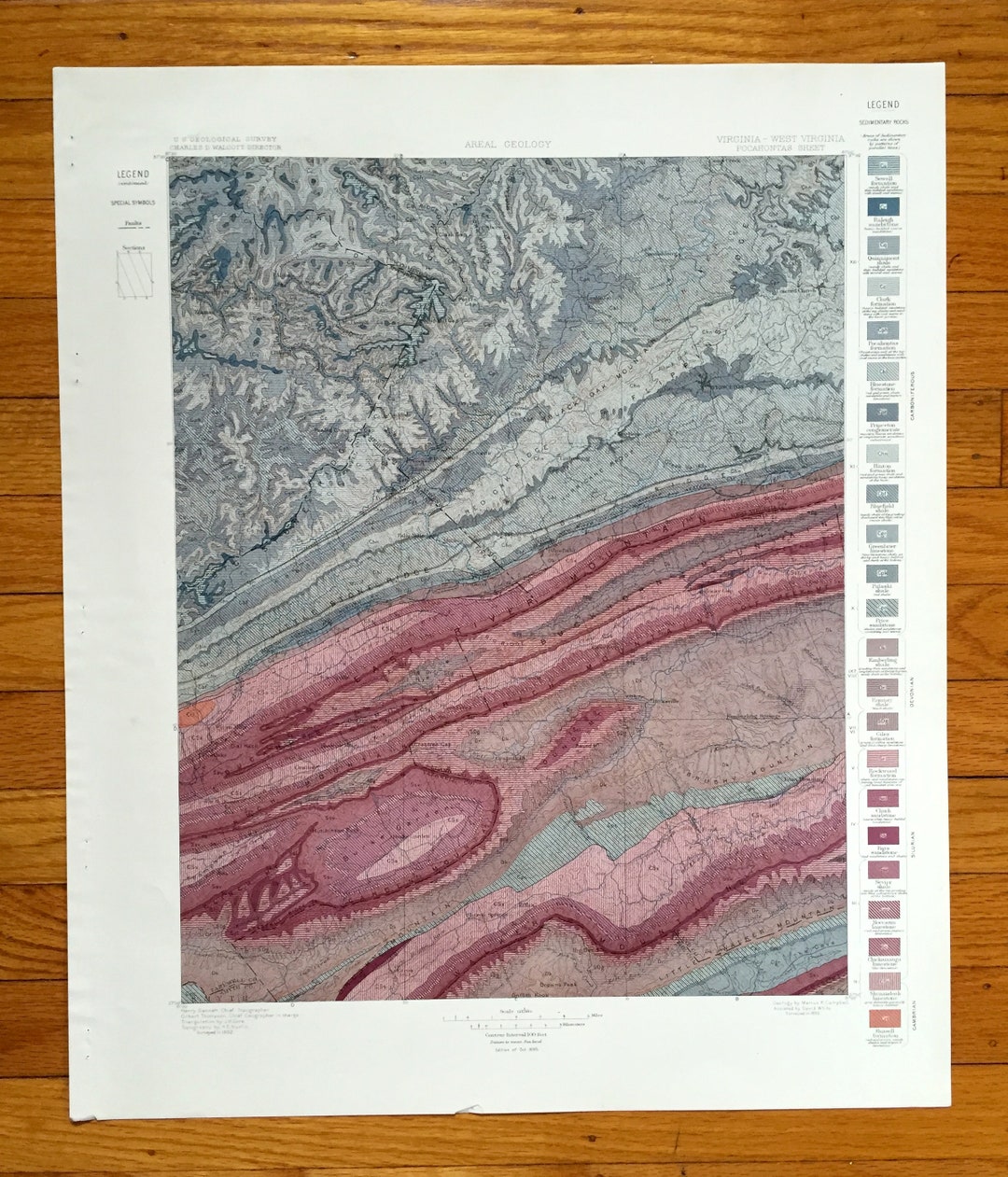 Antique Pocahontas, West Virginia 1895 US Geological Survey Topographic ...