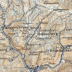 Antique 1911 Todtnau, Germany Map From Baedekers Guide Atlas – Baden ...