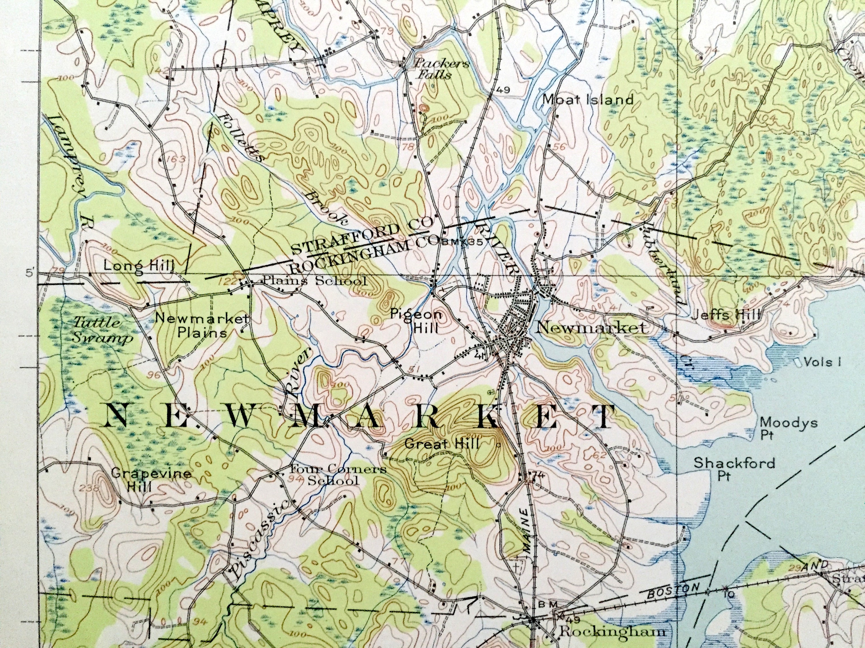 Antique Dover, New Hampshire 1916 US Geological Survey Topographic Map ...