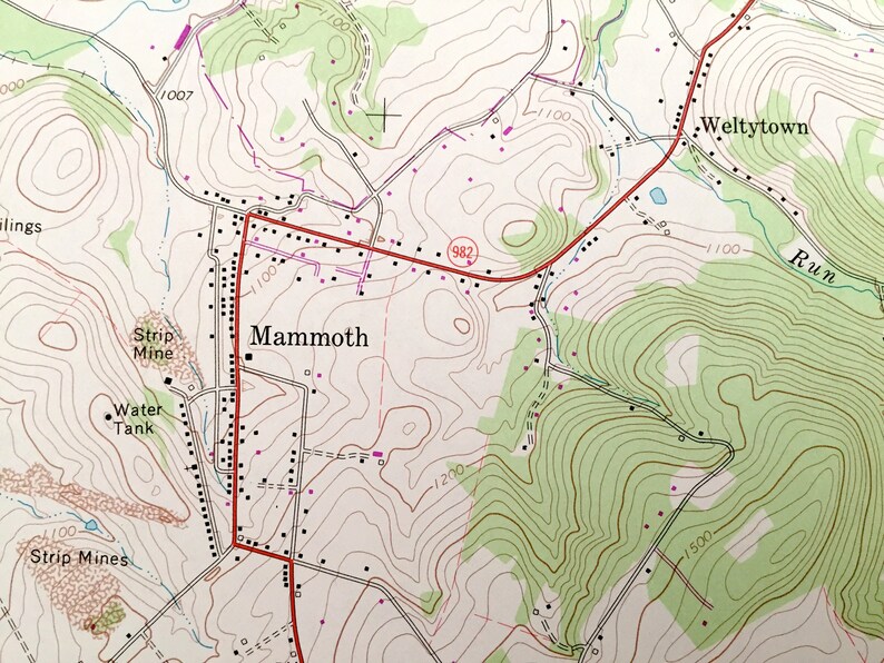 Antique Mammoth, Pennsylvania 1967 US Geological Survey Topographic Map ...