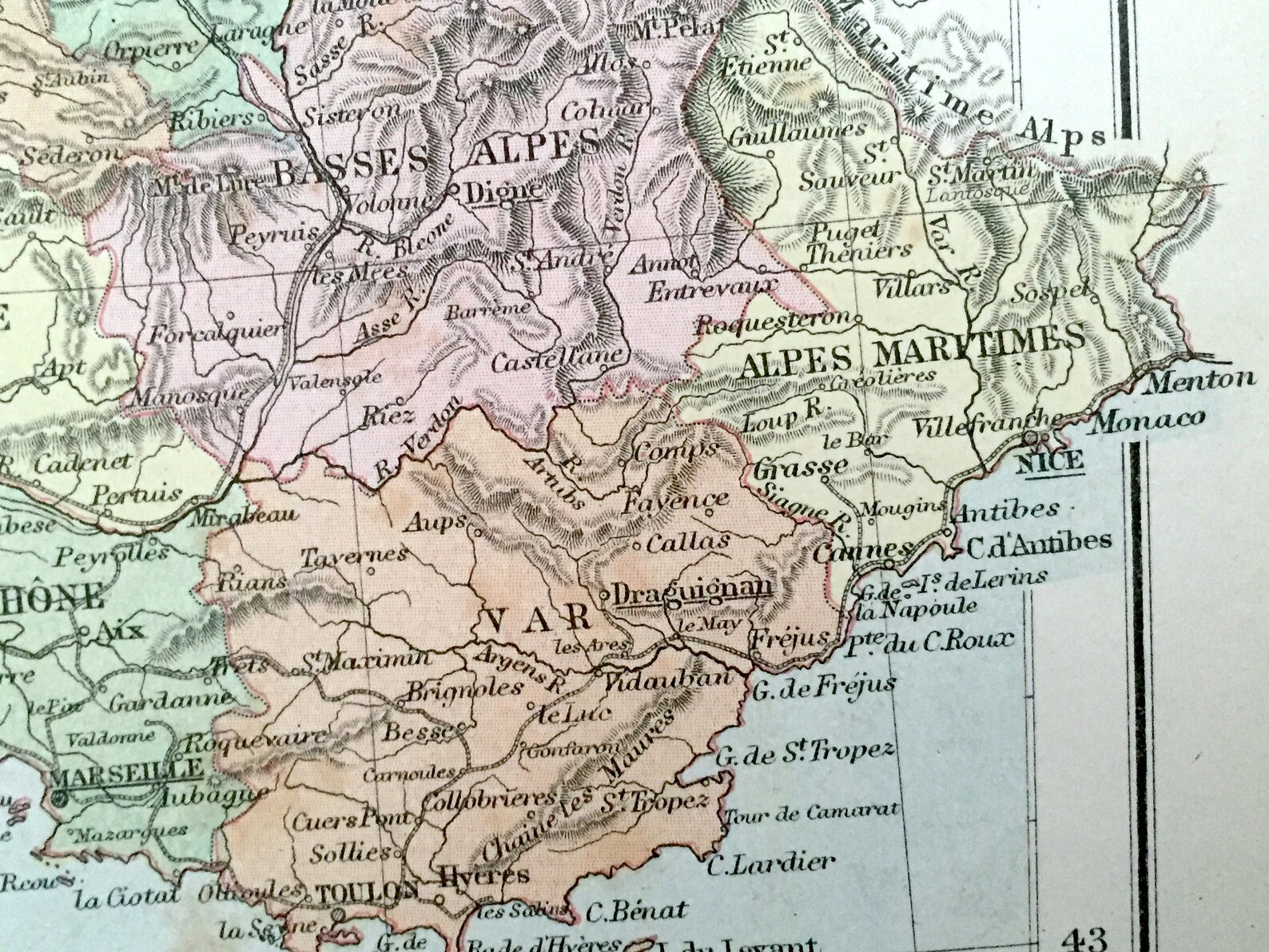 Antique 1888 France Map From A & C Black's World Atlas – Paris ...