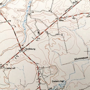 Antique Adelphia, New Jersey 1947 US Geological Survey Topographic Map ...