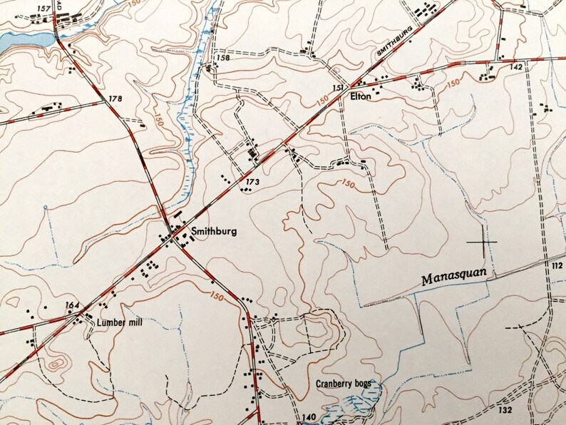 Antique Adelphia New Jersey 1947 US Geological Survey | Etsy
