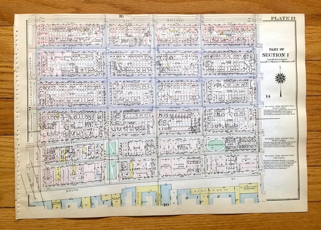 Antique Manhattan, New York Map From Bromley's 1925 Manhattan Land Book ...