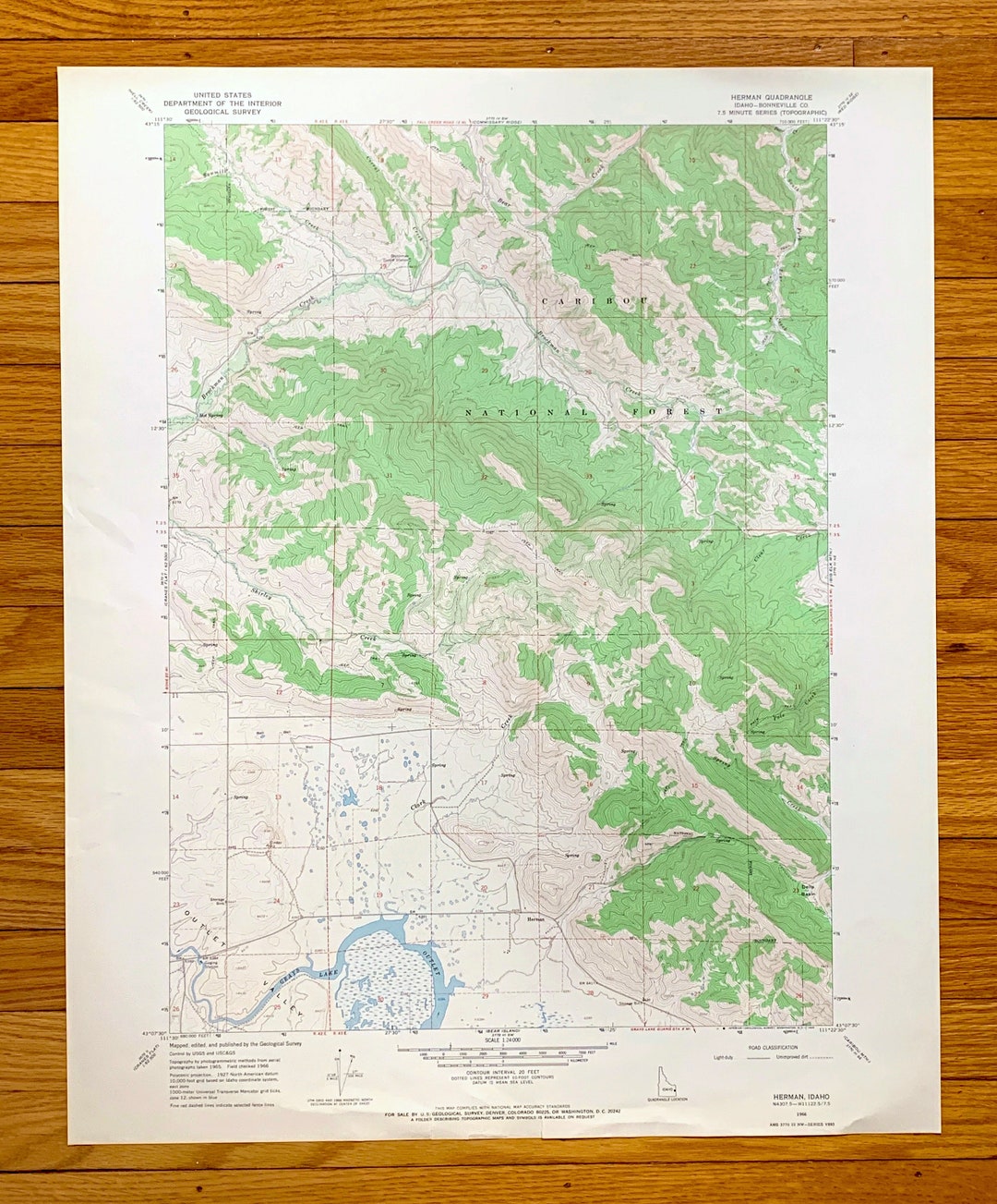 Antique Herman, Idaho 1966 US Geological Survey Topographic Map ...