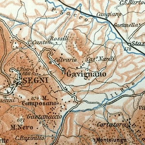 Antique 1913 Velletri, Italy Map From Baedekers Guide Atlas – Cori ...