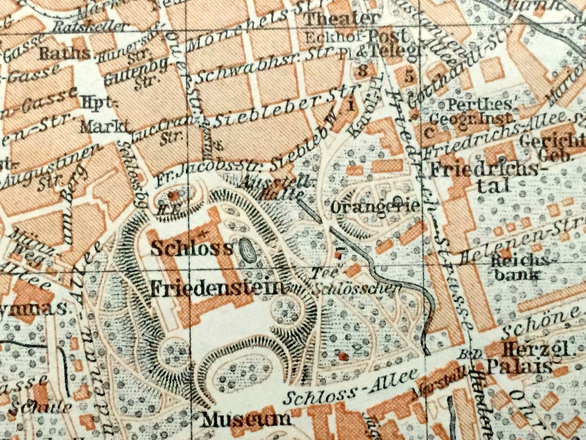 Antique 1925 Gotha Germany Map from Baedekers Guide Atlas | Etsy