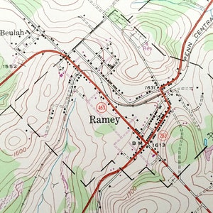 Antique Ramey, Pennsylvania 1945 US Geological Survey Topographic Map ...