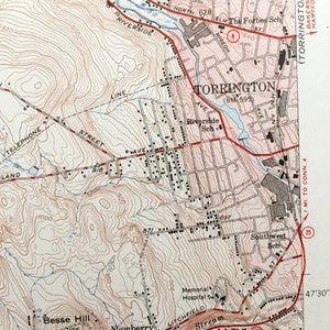 Antique Torrington, Connecticut 1945 US Geological Survey Topographic ...