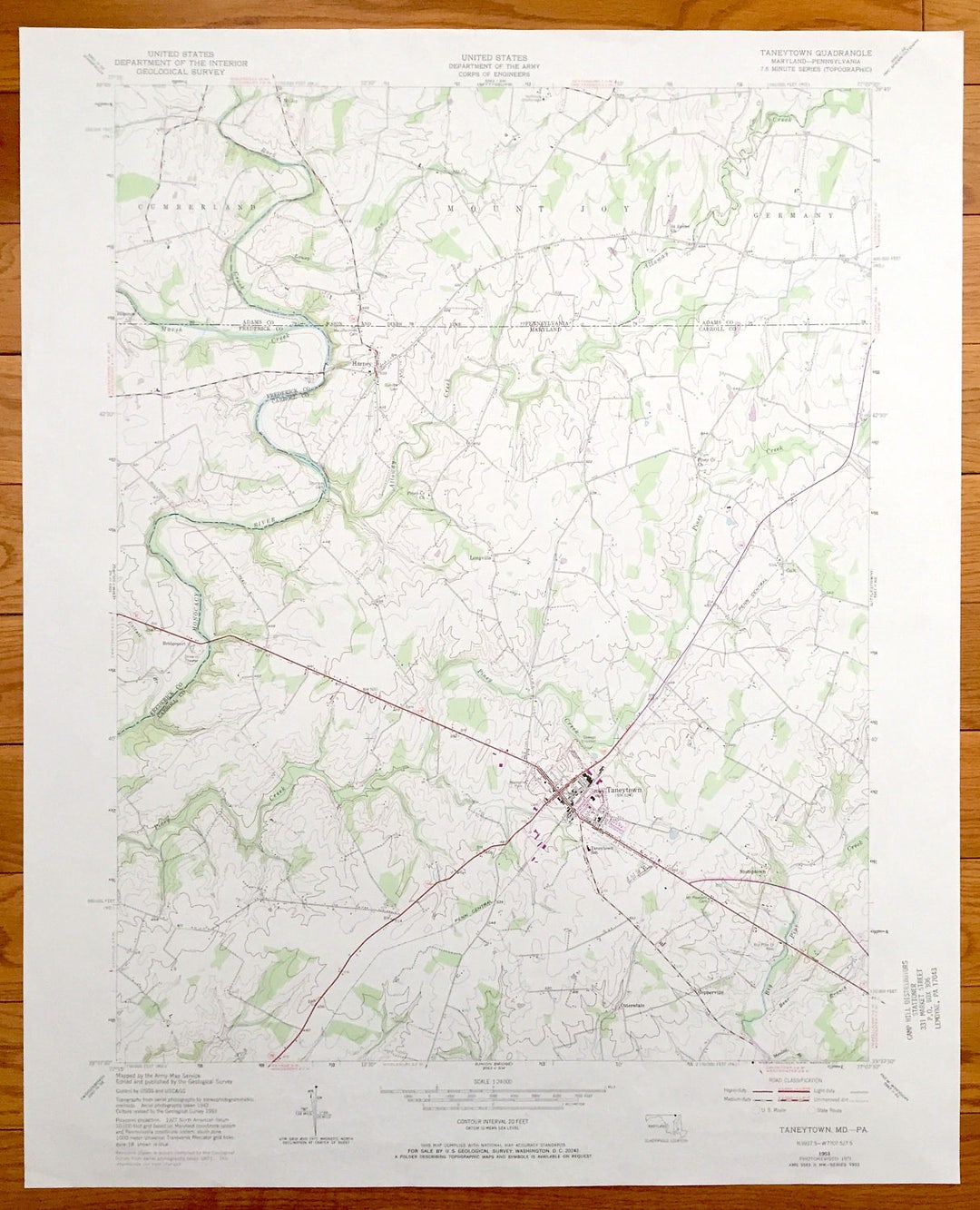 Antique Taneytown, Maryland & Mount Joy, Pennsylvania 1953 US ...