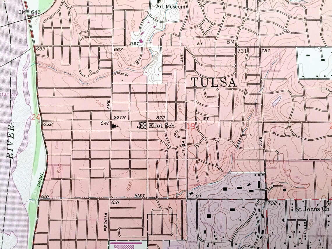 Antique Tulsa Oklahoma 1952 US Geological Survey Topographic | Etsy
