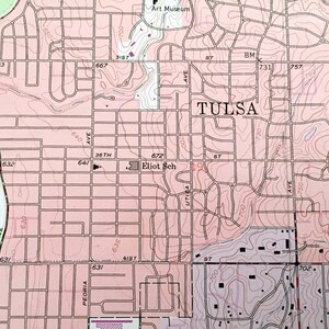 Antique Tulsa, Oklahoma 1952 US Geological Survey Topographic Map ...