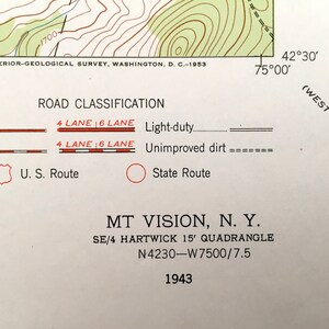 Antique Mt. Vision, New York 1943 US Geological Survey Topographic Map ...