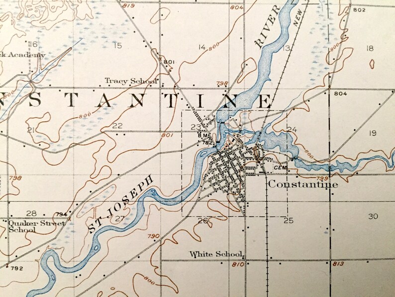 Antique Three Rivers Michigan 1916 US Geological Survey - Etsy