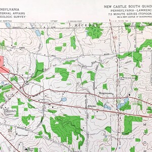 Antique New Castle South, Pennsylvania 1958 US Geological Survey ...