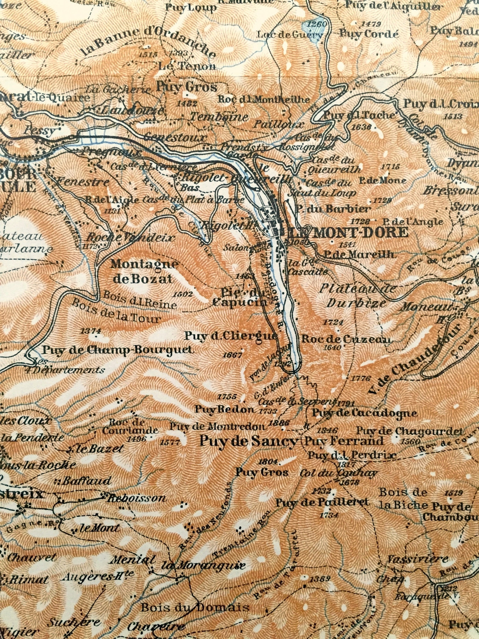Antique 1914 Le Mont Dore, France Map From Baedekers Guide Atlas ...