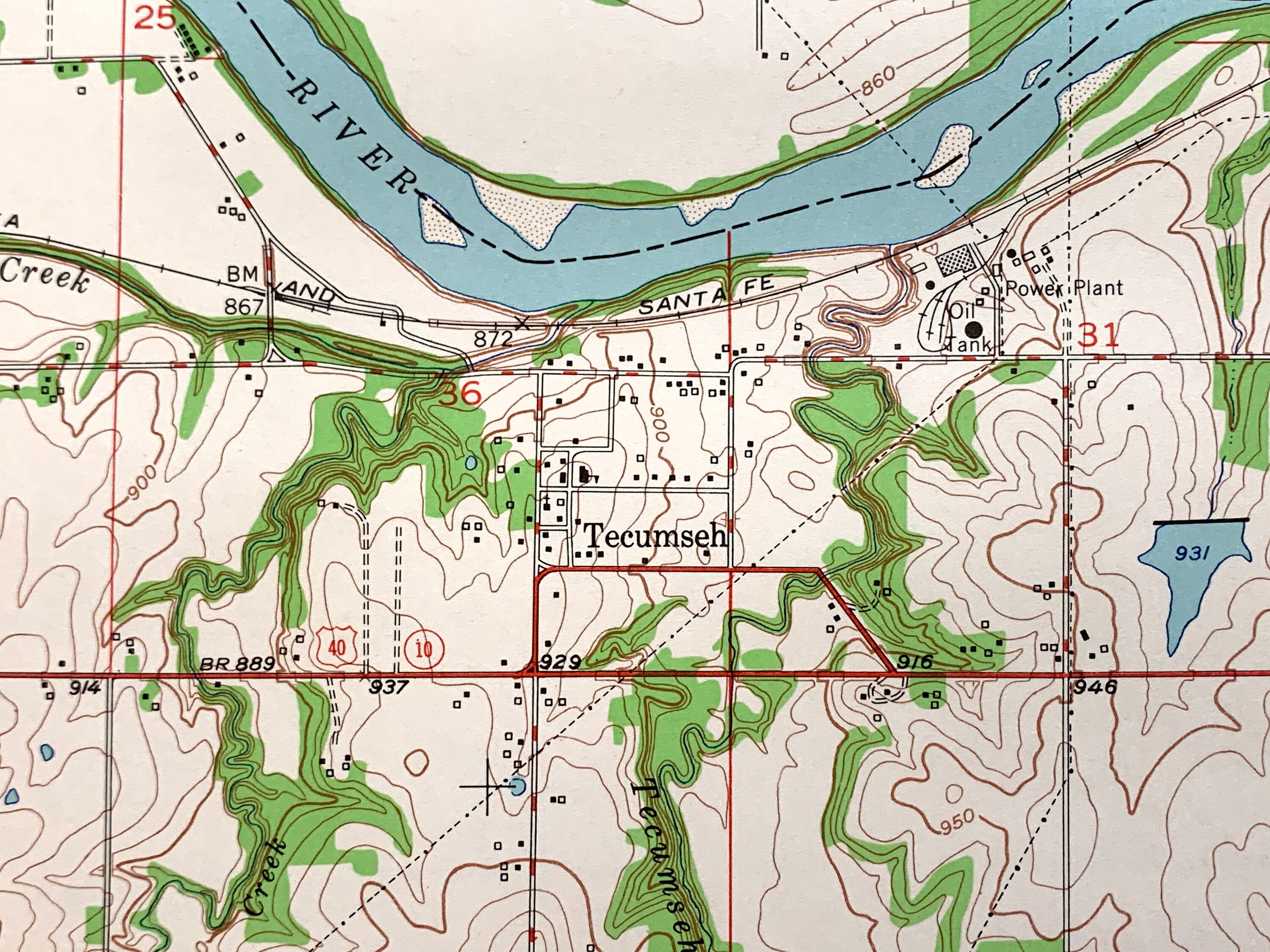 Antique Grantville, Kansas 1950 US Geological Survey Topographic Map ...
