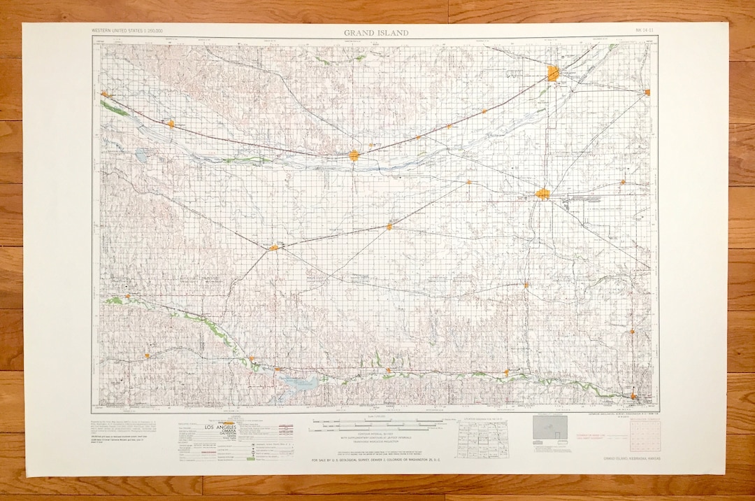 Antique Grand Island, Nebraska 1958 US Geological Survey Topographic ...