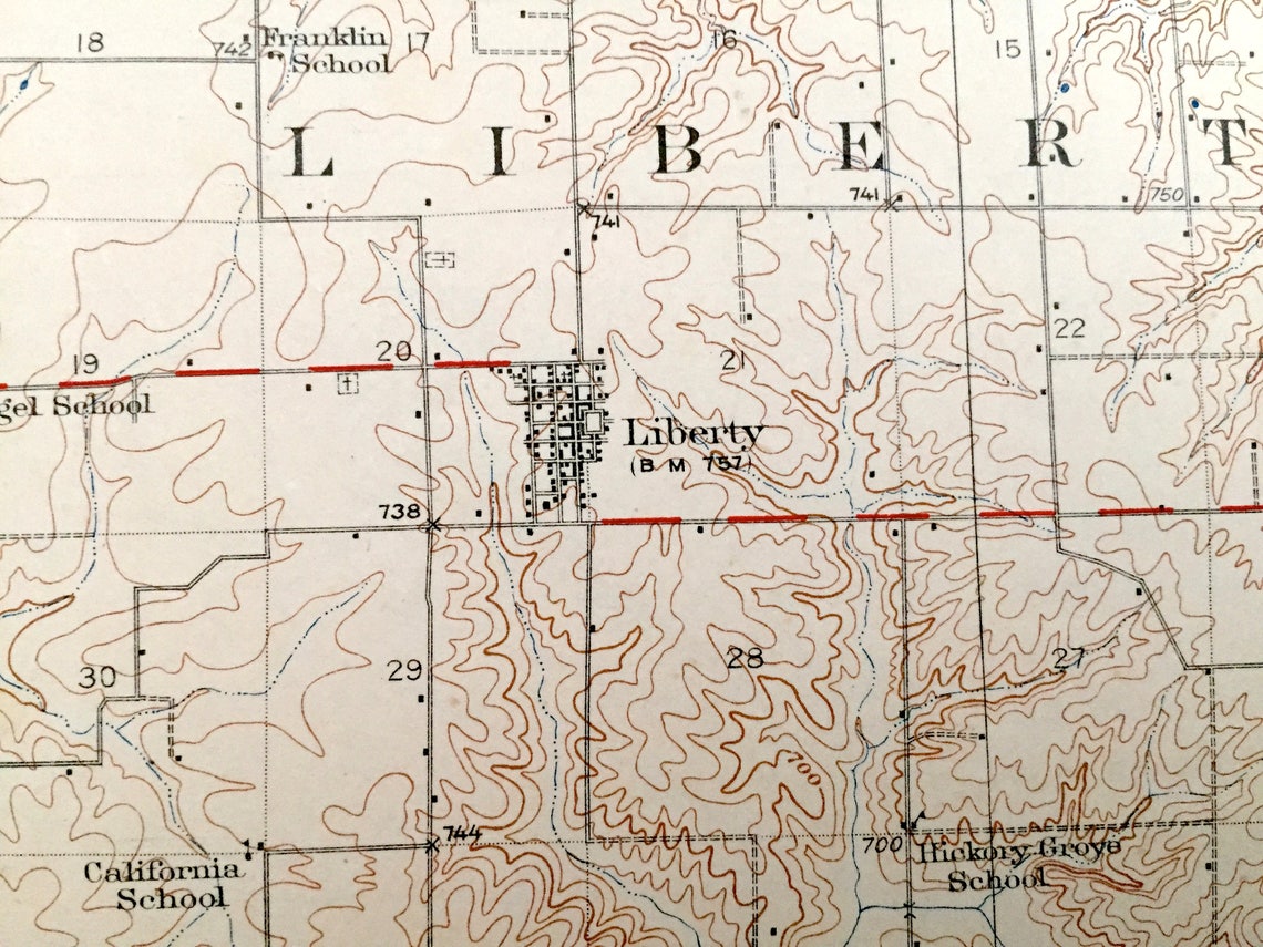 Antique Liberty Illinois 1927 US Geological Survey - Etsy