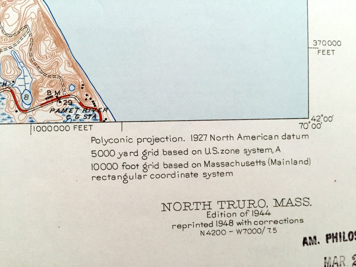 Antique Truro Cape Cod Massachusetts 1944 US Geological - Etsy