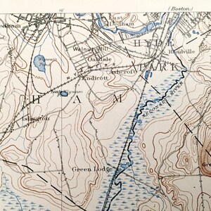 Antique Dedham, Massachusetts 1894 US Geological Survey Topographic Map ...