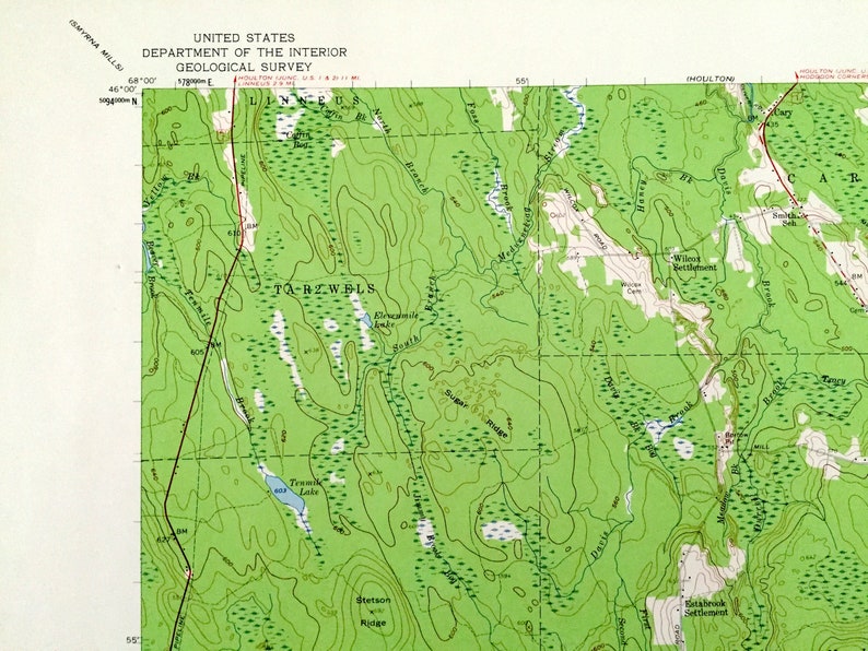 Antique Amity, Maine 1958 US Geological Survey Topographic Map ...