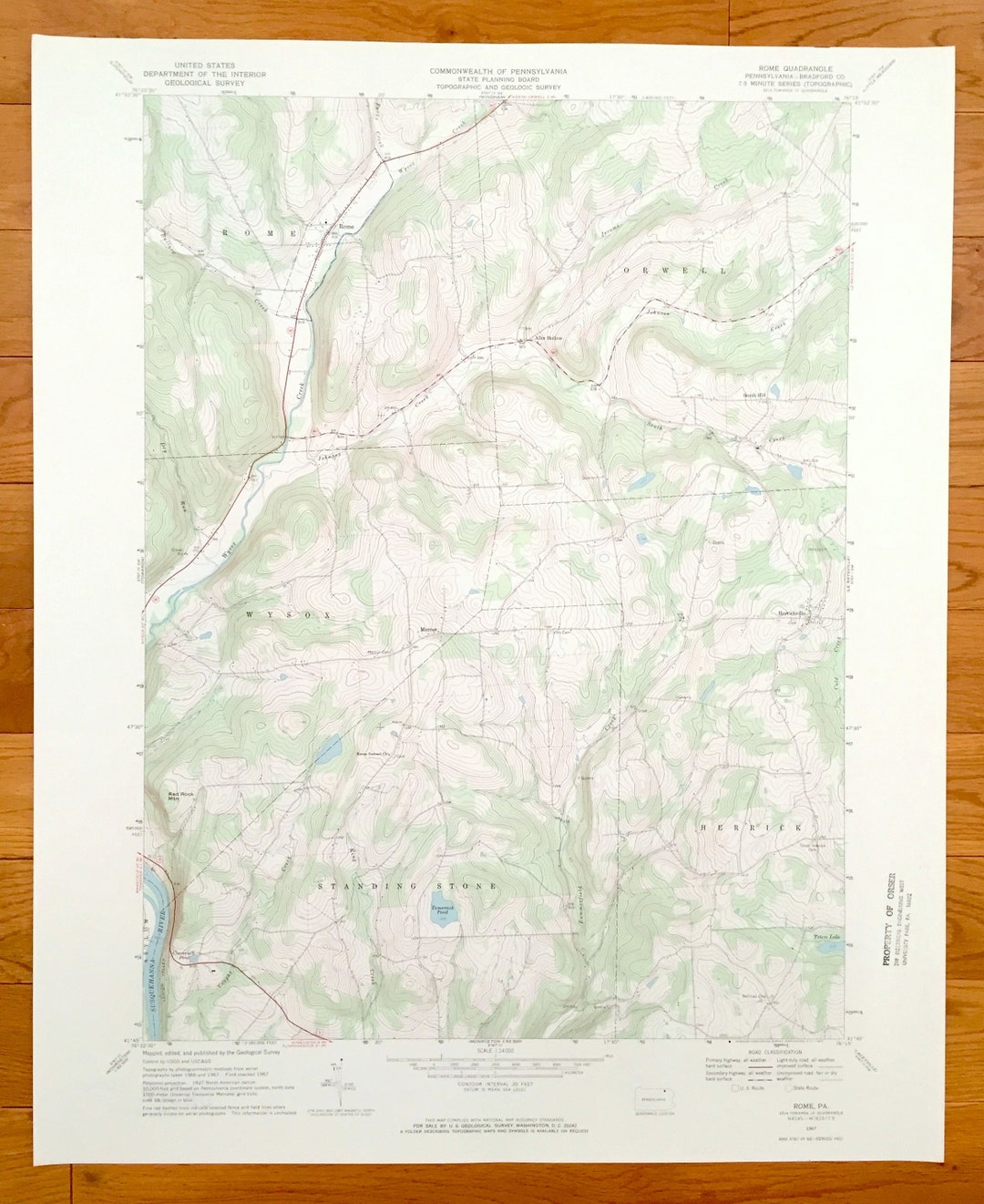Antique Rome, Pennsylvania 1967 US Geological Survey Topographic Map ...
