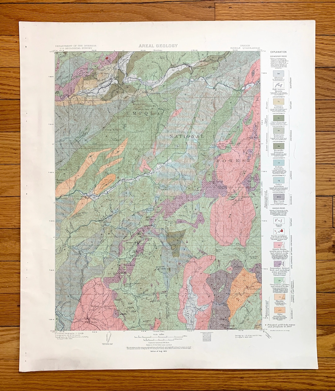 Antique Riddle, Oregon 1923 US Geological Survey Topographic Map ...