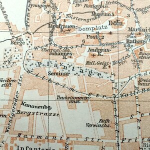Antique 1925 Halberstadt, Germany Map From Baedekers Guide Atlas ...