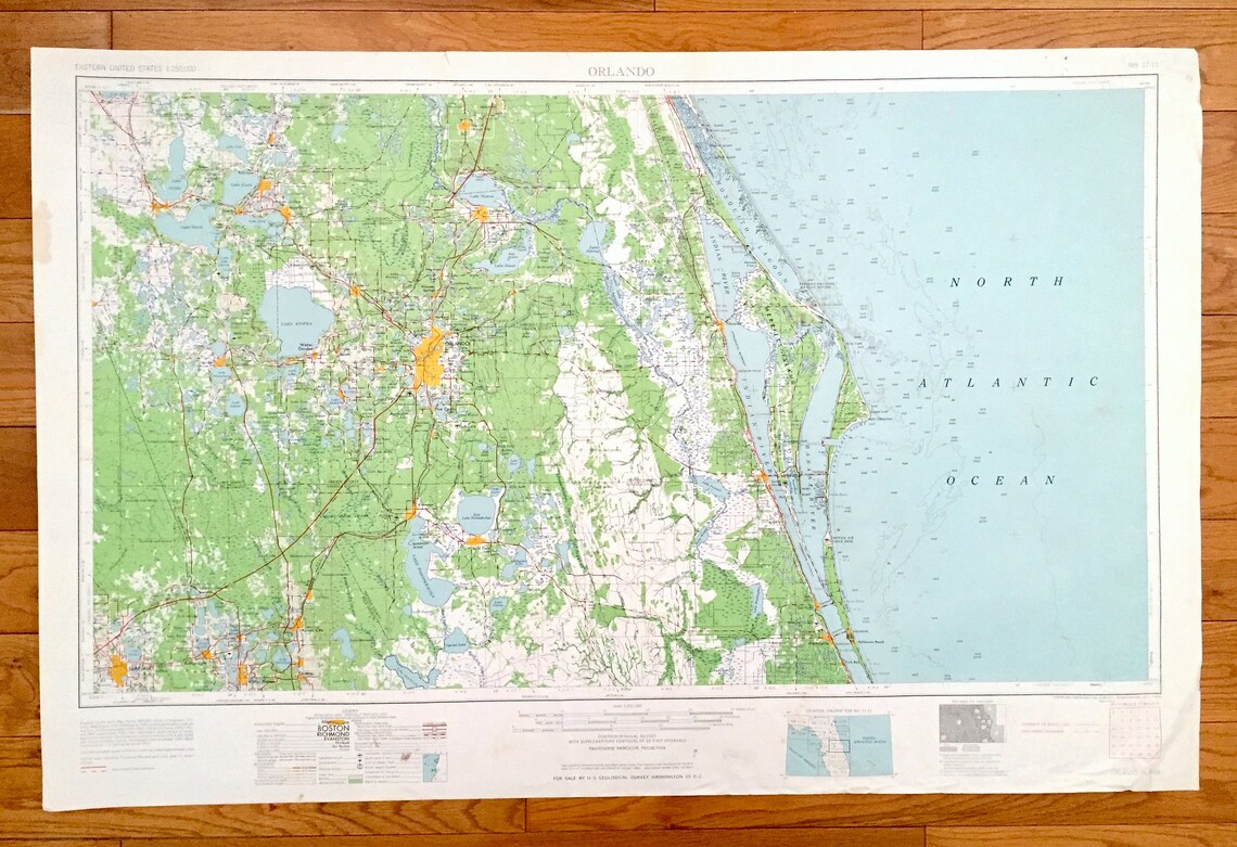 Antique Orlando Florida 1962 US Geological Survey Topographic - Etsy