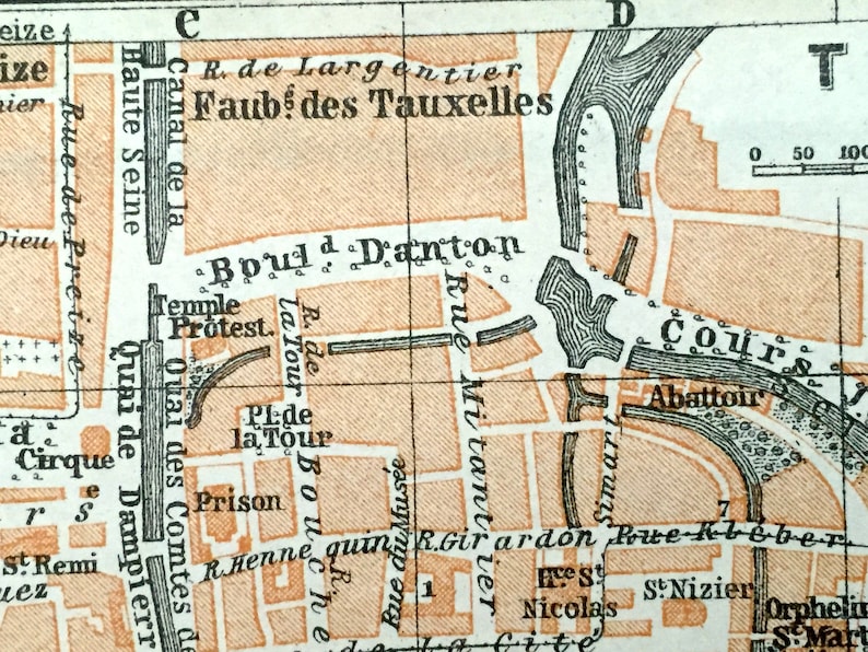 Antique 1909 Troyes France Map From Baedekers Guide Atlas - Etsy