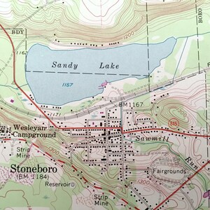 Antique Sandy Lake, Pennsylvania 1960 US Geological Survey Topographic ...