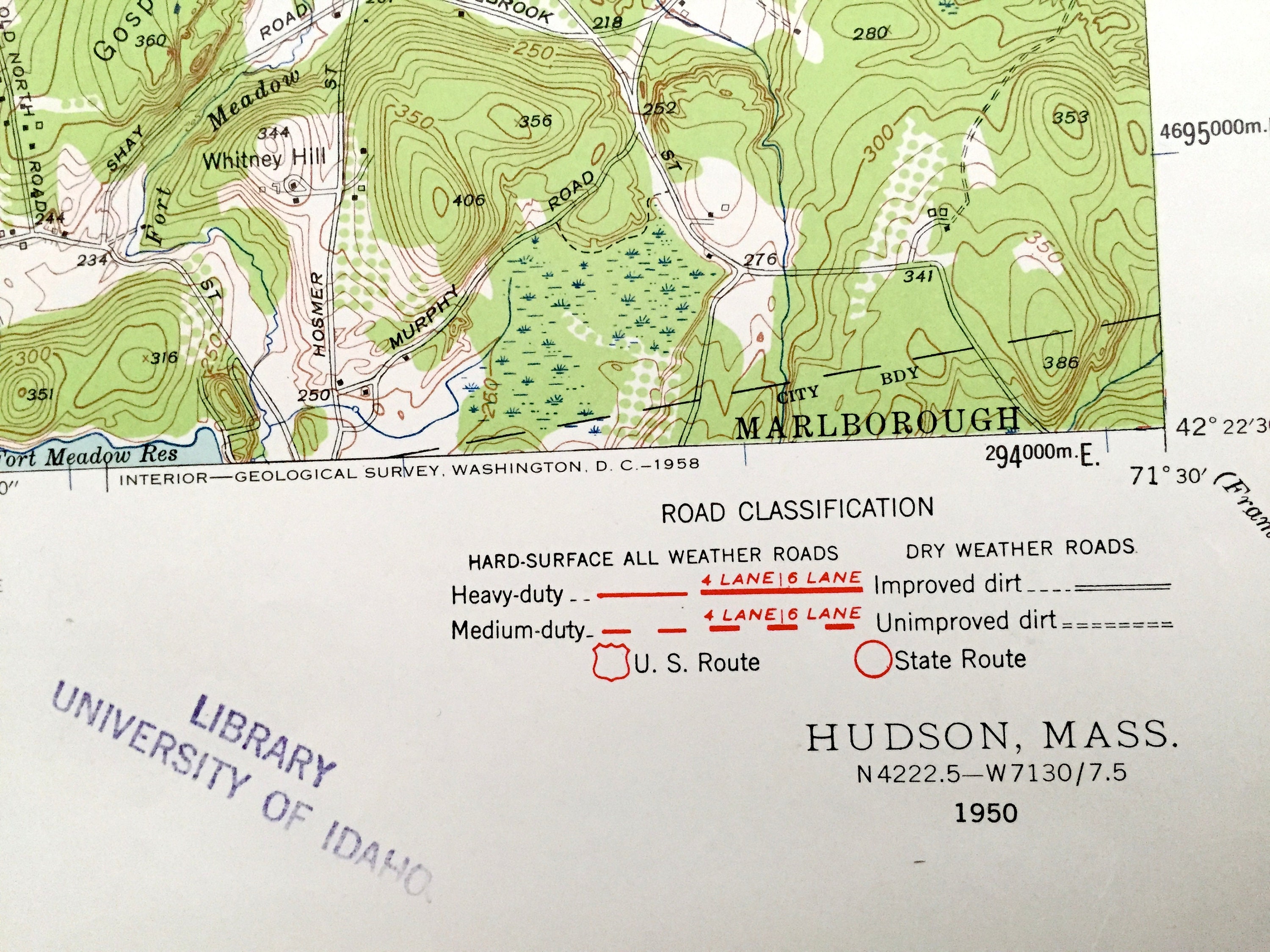 Antique Hudson Massachusetts 1950 US Geological Survey | Etsy
