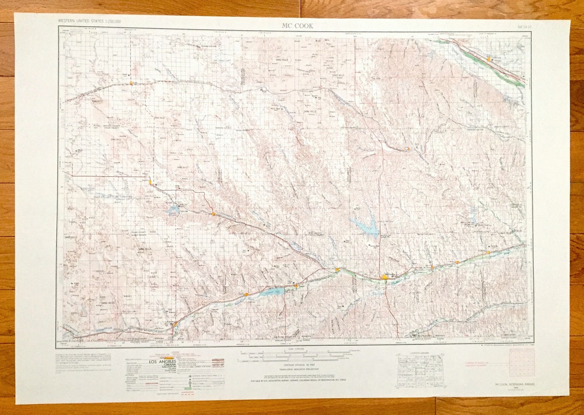 Antique McCook Nebraska 1954 US Geological Survey Topographic | Etsy