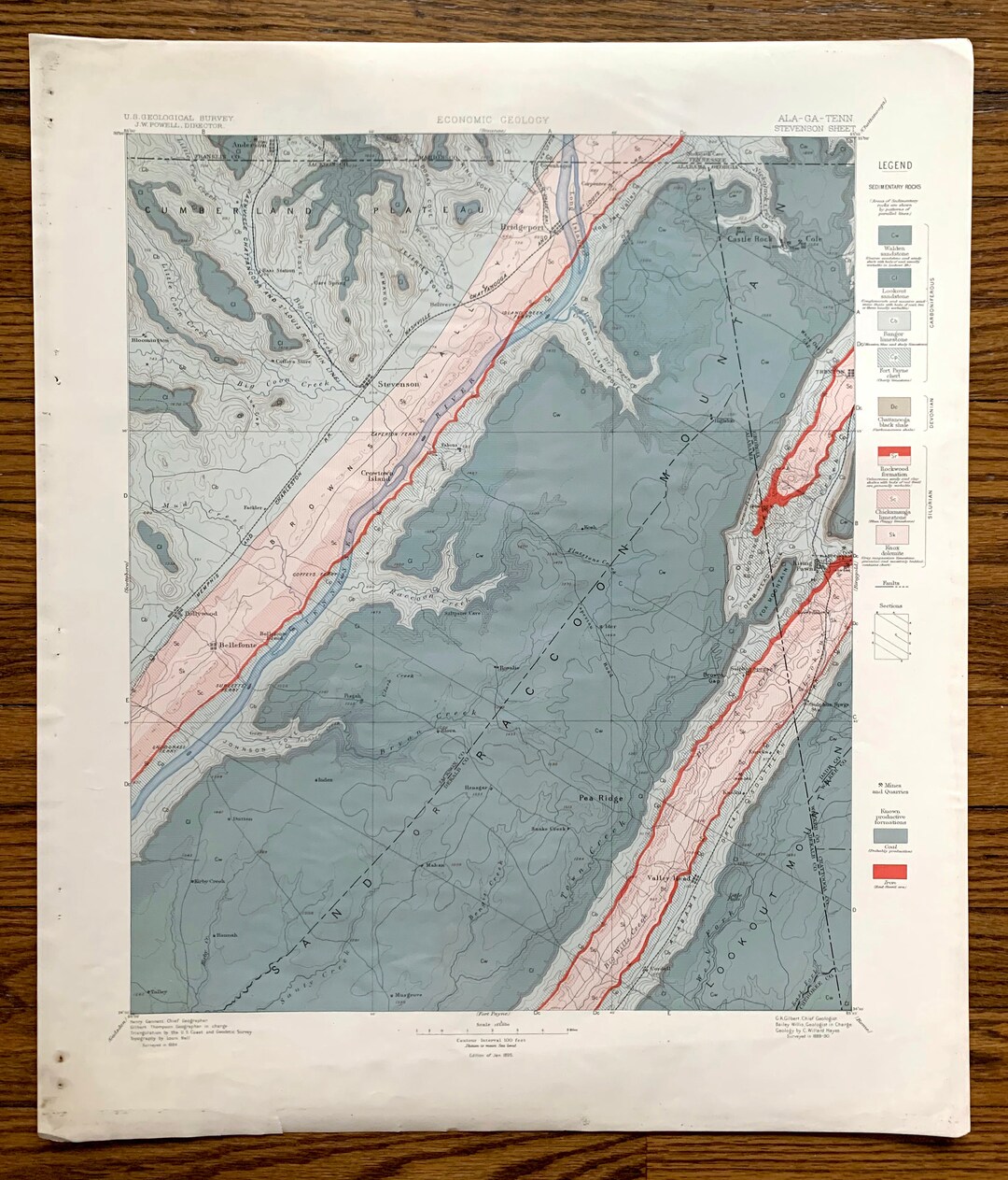 Antique Stevenson, Alabama 1895 US Geological Survey Topographic Map ...