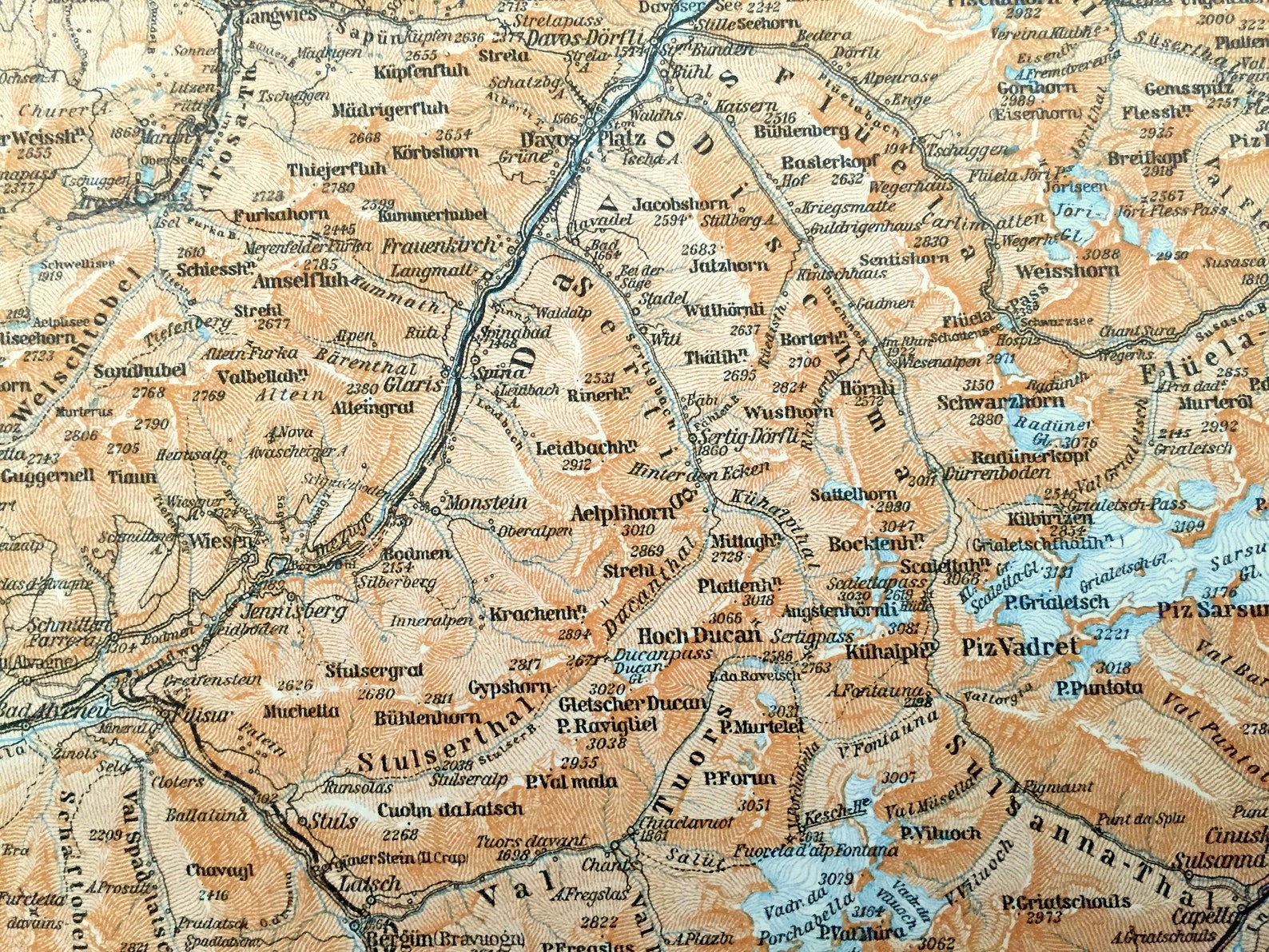 Antique 1913 Chur, Switzerland Map From Baedekers Guide Atlas – Ems ...