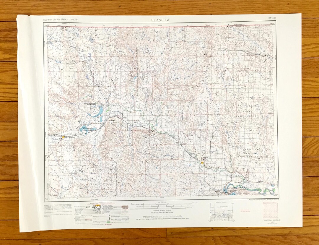 Antique Glasgow, Montana 1954 US Geological Survey Topographic Map ...