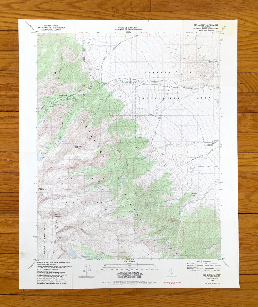 Antique Inyo National Forest, California 1982 US Geological Survey ...
