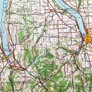 Antique Finger Lakes, New York 1965 US Geological Survey Topographic ...